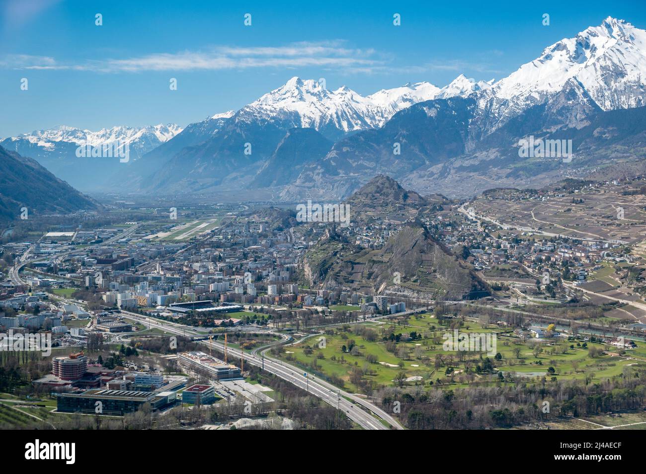 aerial view of vineyards in sion in valais Stock Photo - Alamy