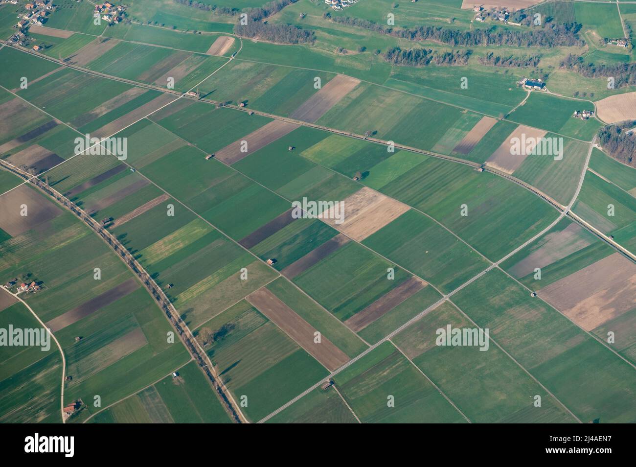 aerial view of lush green agricultural fields in switzerland Stock ...