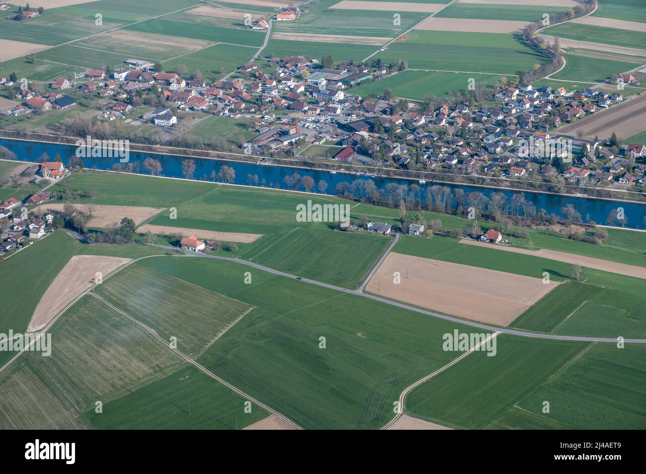aerial view of Aare in Berner Seeland Stock Photo - Alamy
