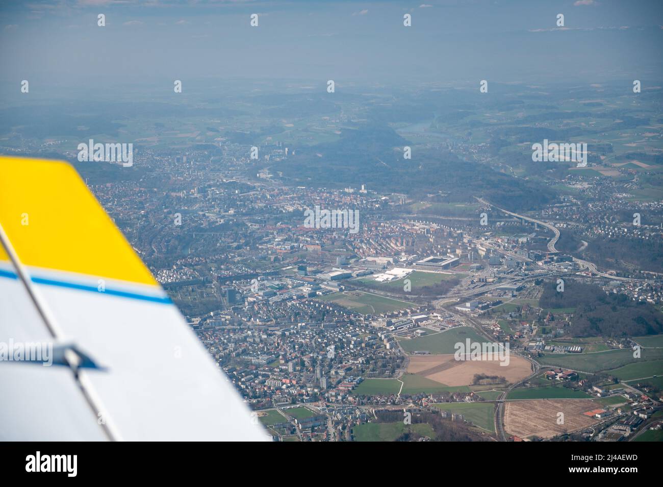 aerial view of the city of Bern with Wankdorf and Wankdorf Stadium ...