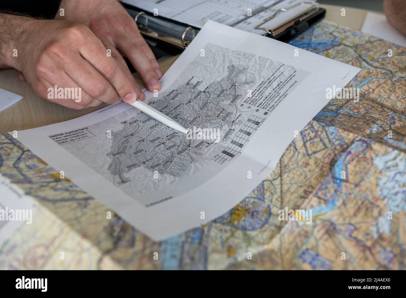 flight planing with a map Stock Photo - Alamy