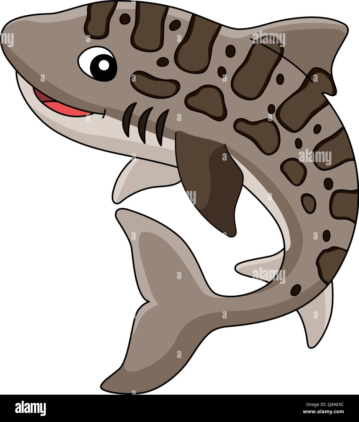 Leopard Shark Cartoon Colored Clipart Illustration Stock Vector Image ...