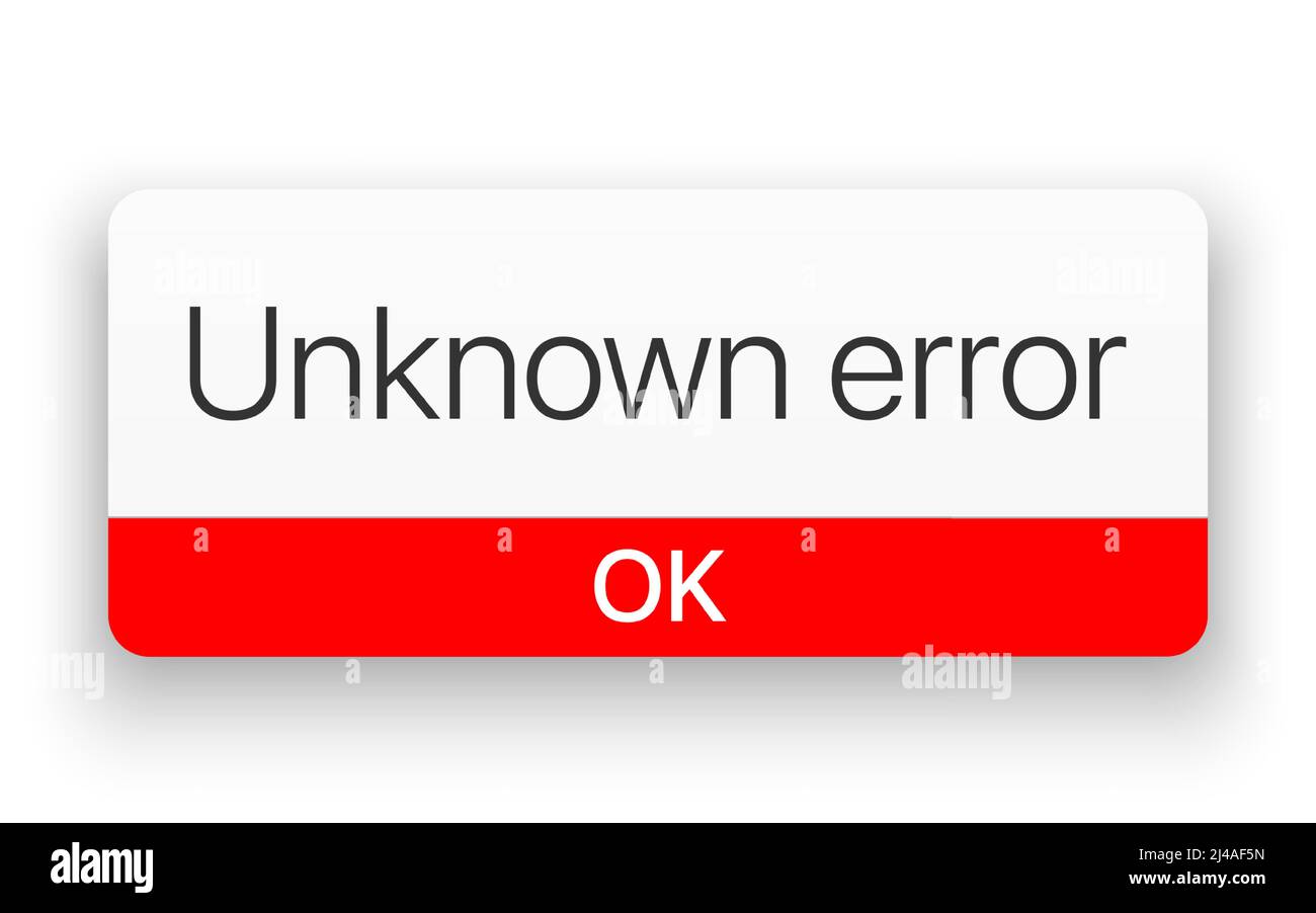 Unknown error warning window vector illustration, isolated on white ...