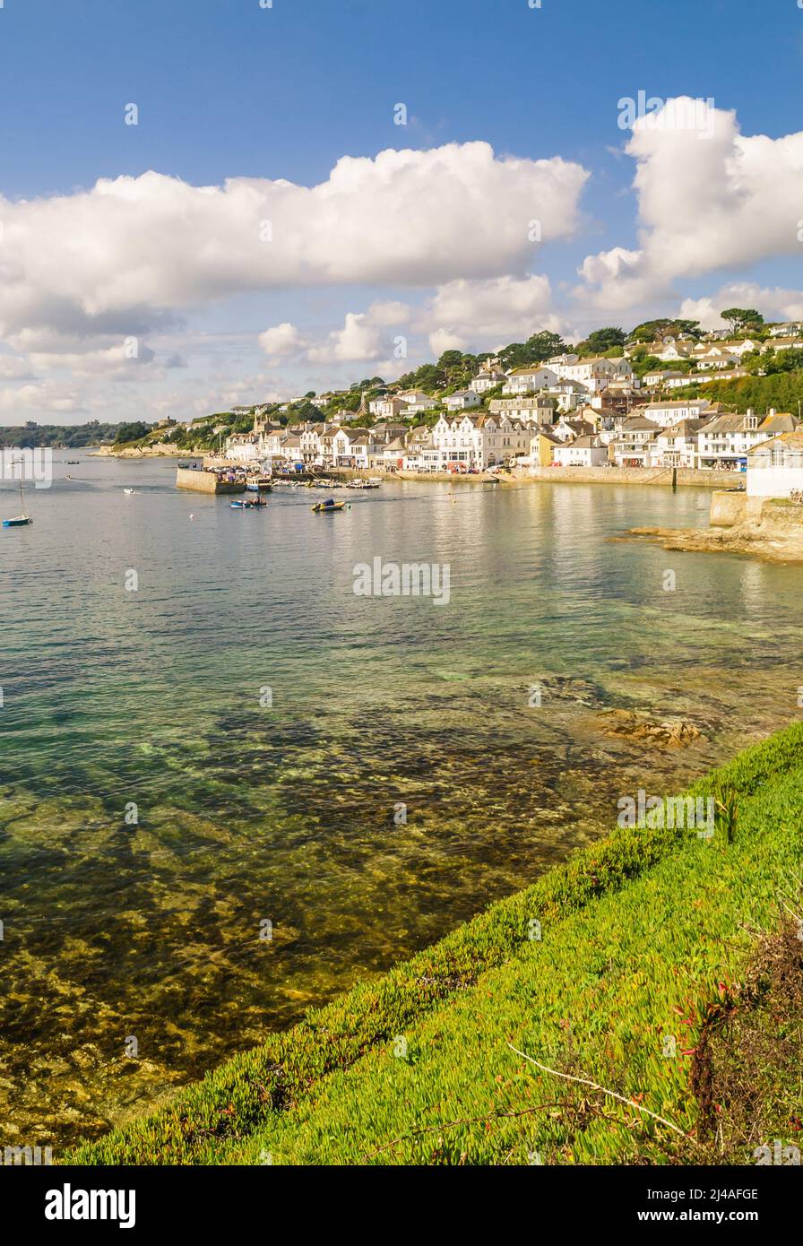 Looking across the bay at the harbour and village of St Mawes in ...