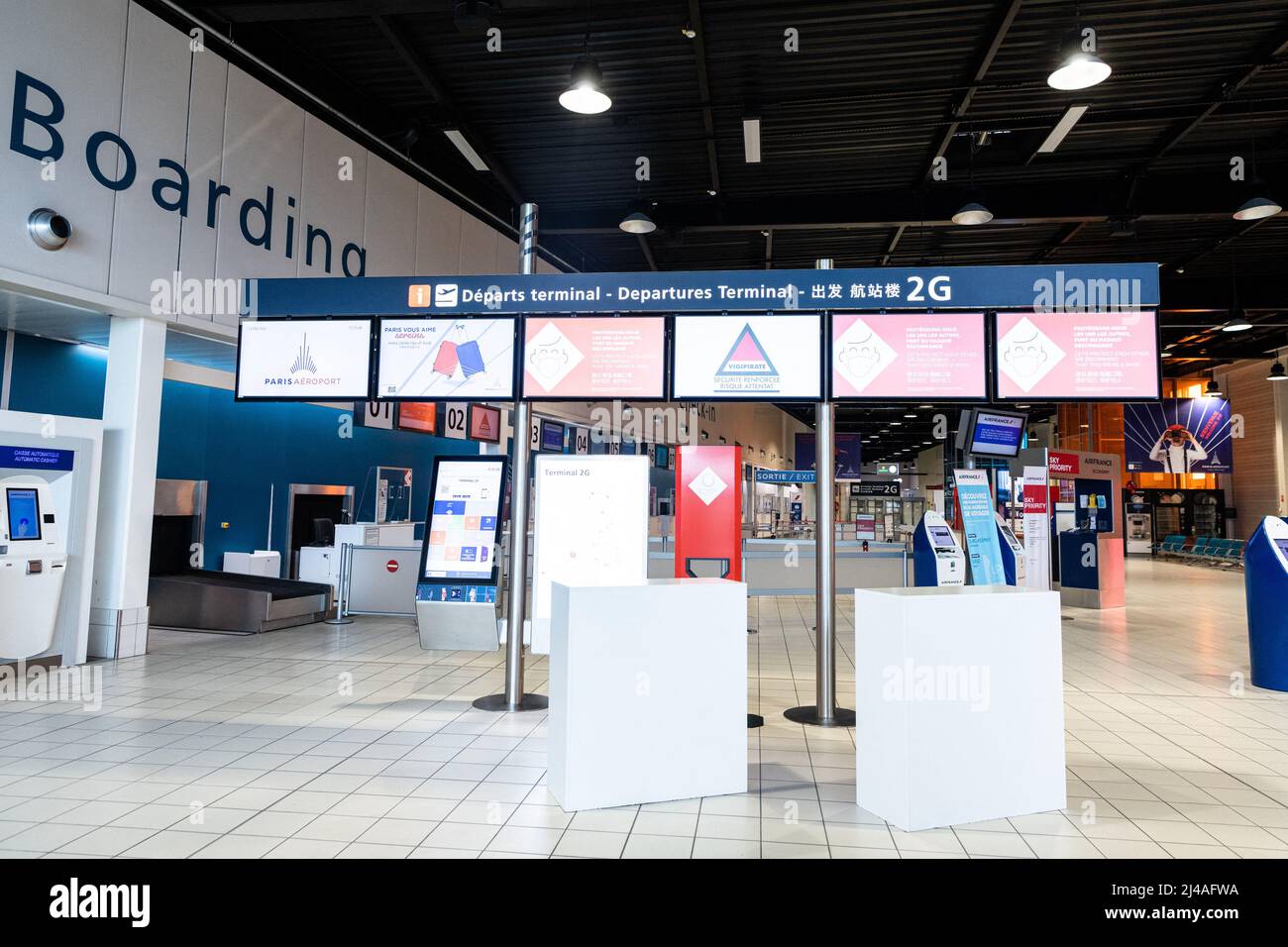 This photograph shows the departure terminal 2G and check-in area ...