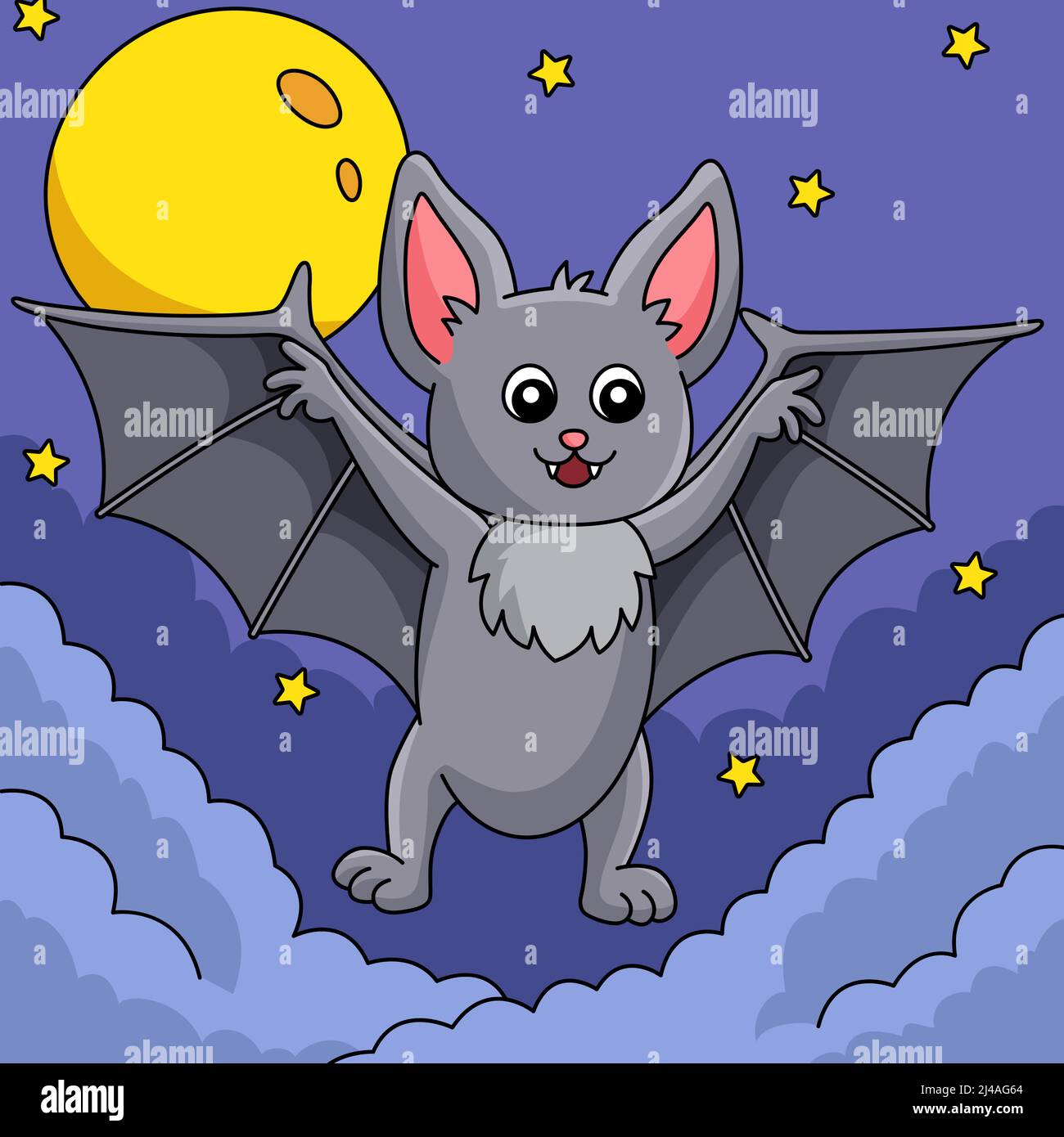 Bat Animal Colored Cartoon Illustration Stock Vector Image & Art - Alamy