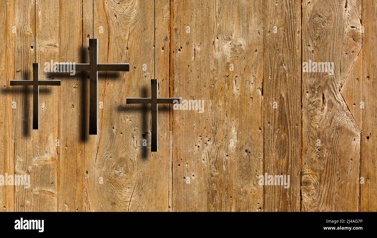 three crosses on a background of walls Stock Photo - Alamy