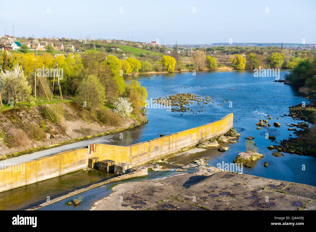 Summer landscape a dam of hydroelectric power station Stock Photo - Alamy