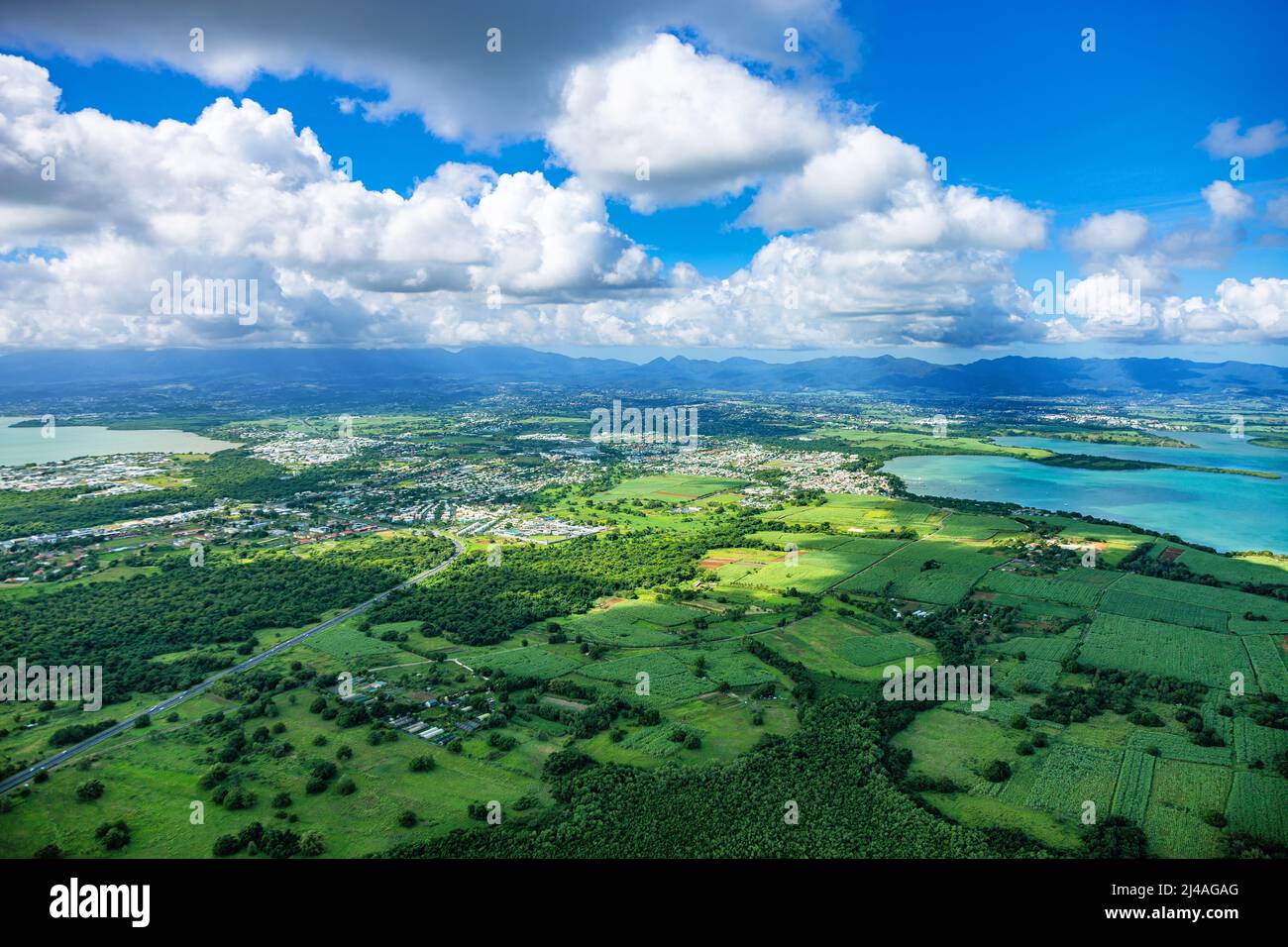 Aerial view of Grande-Terre, Guadeloupe, Lesser Antilles, Caribbean ...
