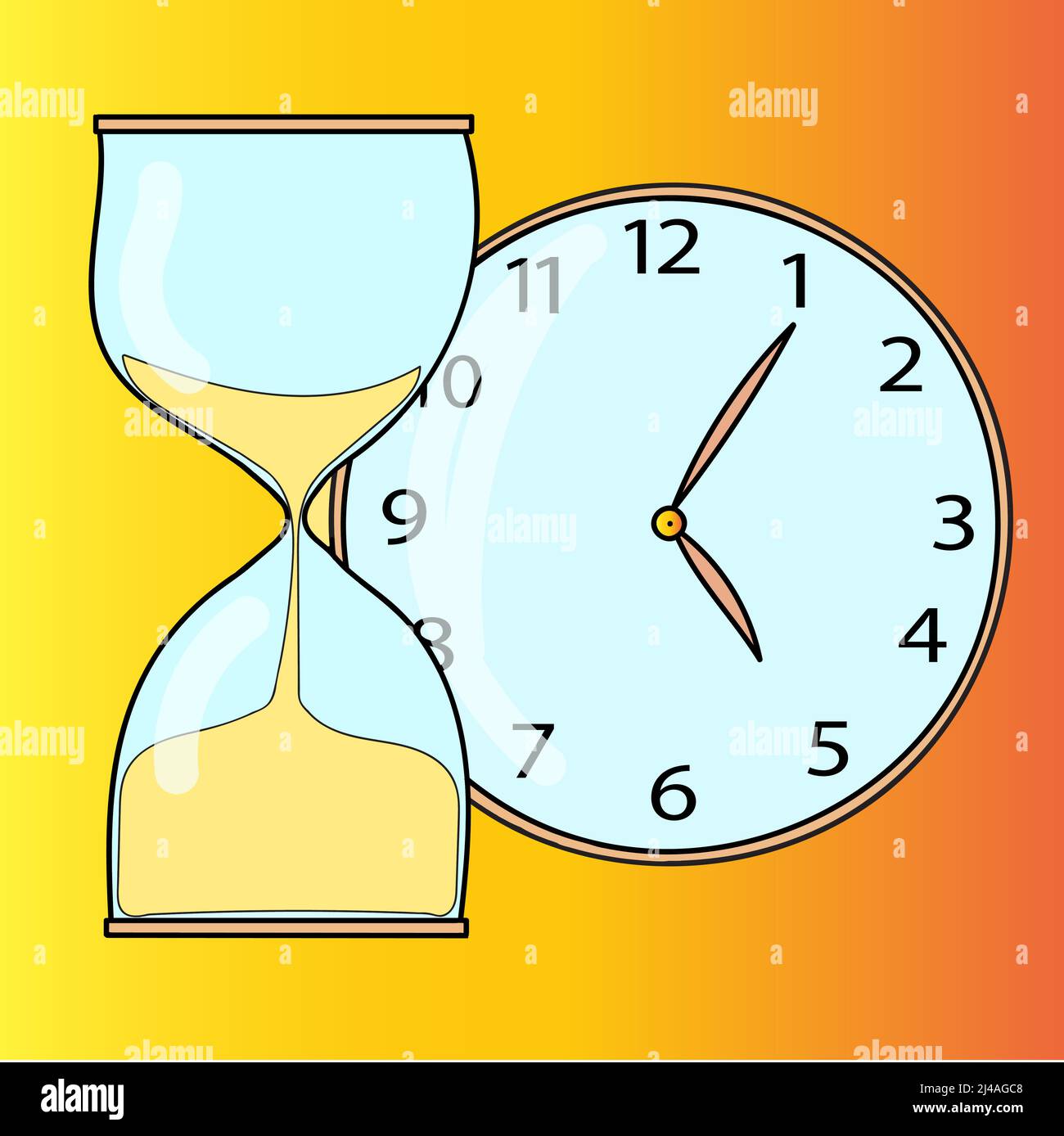 Sand watch, mechanical watches. Vector. Color illustration. In hand ...
