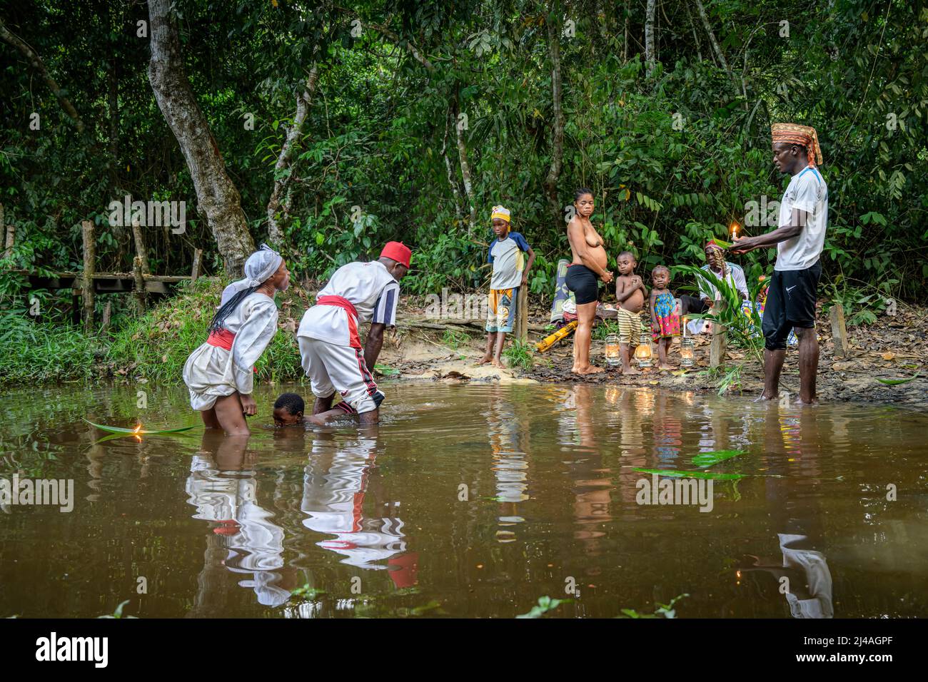 Nganga and assistants celebrating one of the rites of the Bwiti ...