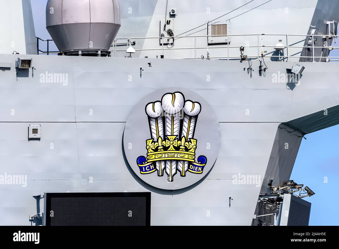 The coat of arms of the Prince of Wales, as worn by the Royal Navy ...