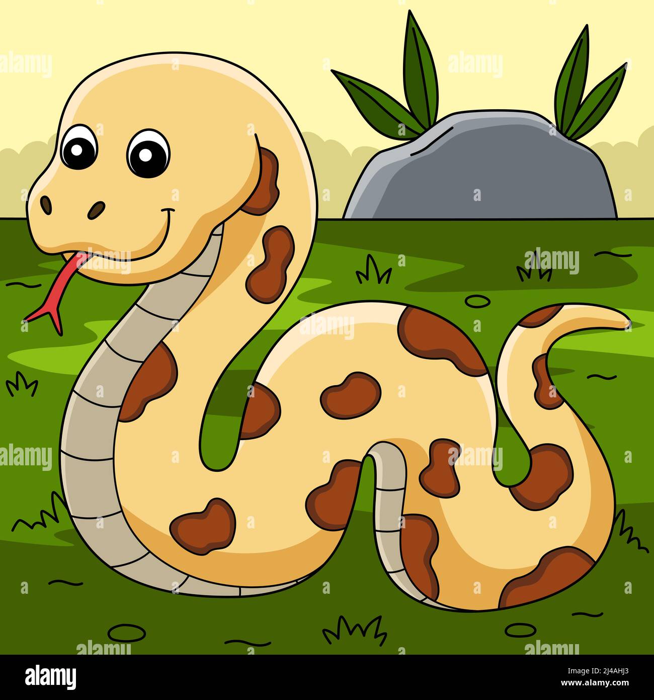 Snake On The Ground Colored Cartoon Illustration Stock Vector Image ...