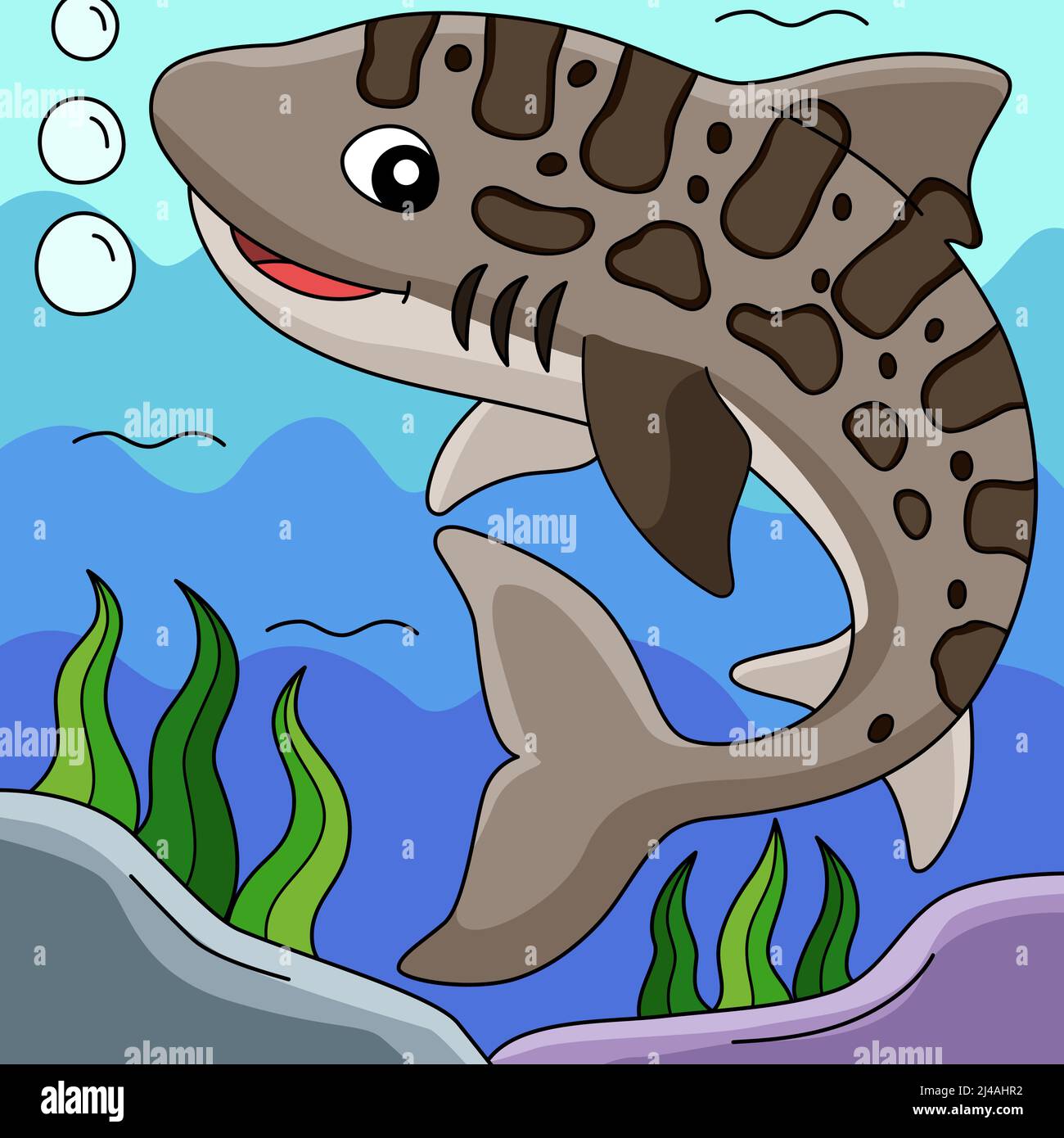 Leopard Shark Colored Cartoon Illustration Stock Vector Image & Art - Alamy