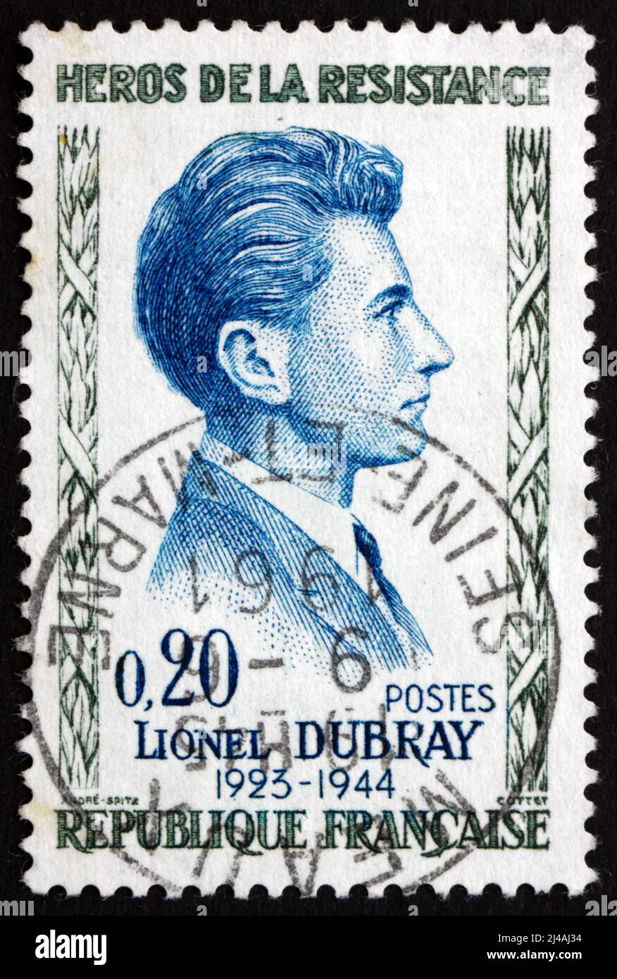 FRANCE - CIRCA 1961: a stamp printed in the France shows Lionel Dubray ...