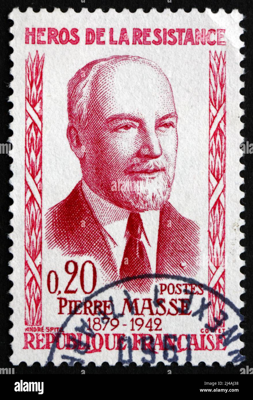 FRANCE - CIRCA 1960: a stamp printed in the France shows Pierre Masse ...
