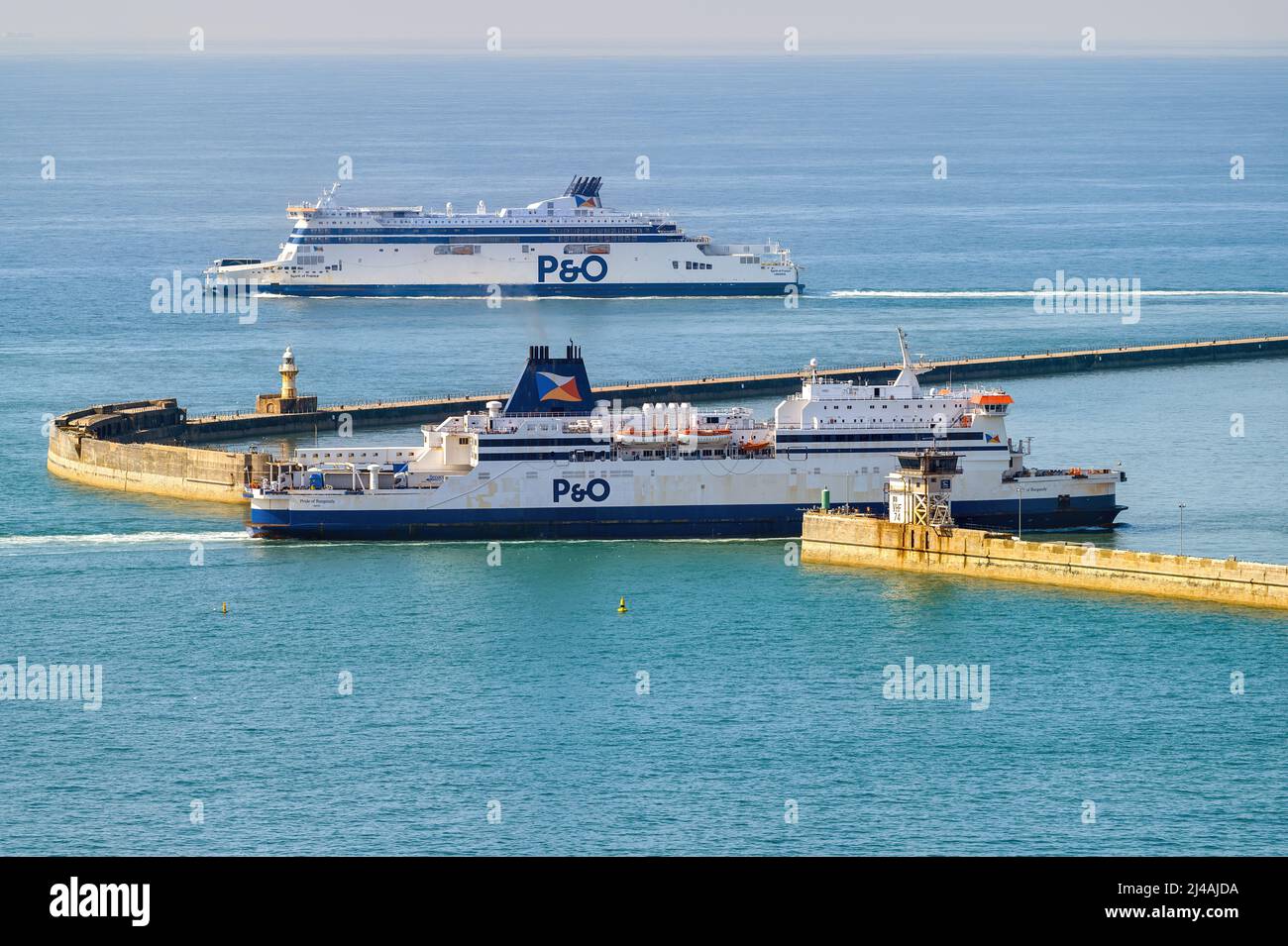 Cross-Channel ferries operated by P&O Ferries at Dover Harbour - August ...