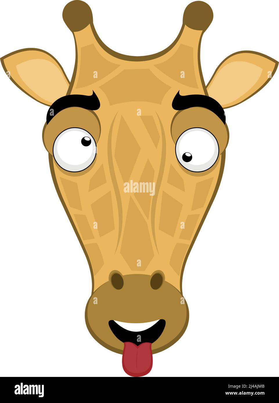 Vector illustration of the face of a cartoon giraffe with a funny and ...