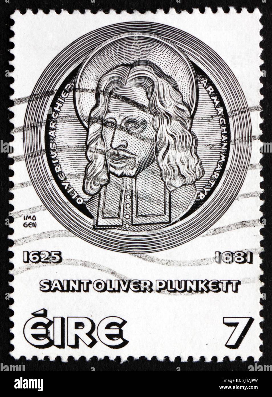 IRELAND - CIRCA 1975: a stamp printed in the Ireland shows St. Oliver ...