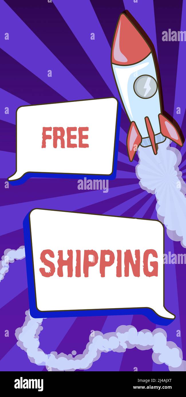 Text sign showing Free Shipping. Internet Concept Freight Cargo ...
