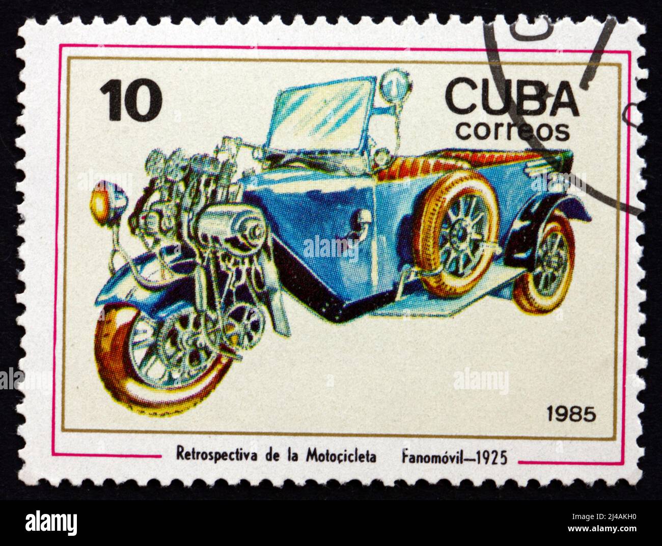 CUBA - CIRCA 1985: a stamp printed in Cuba shows Fanomobile, 1925 ...