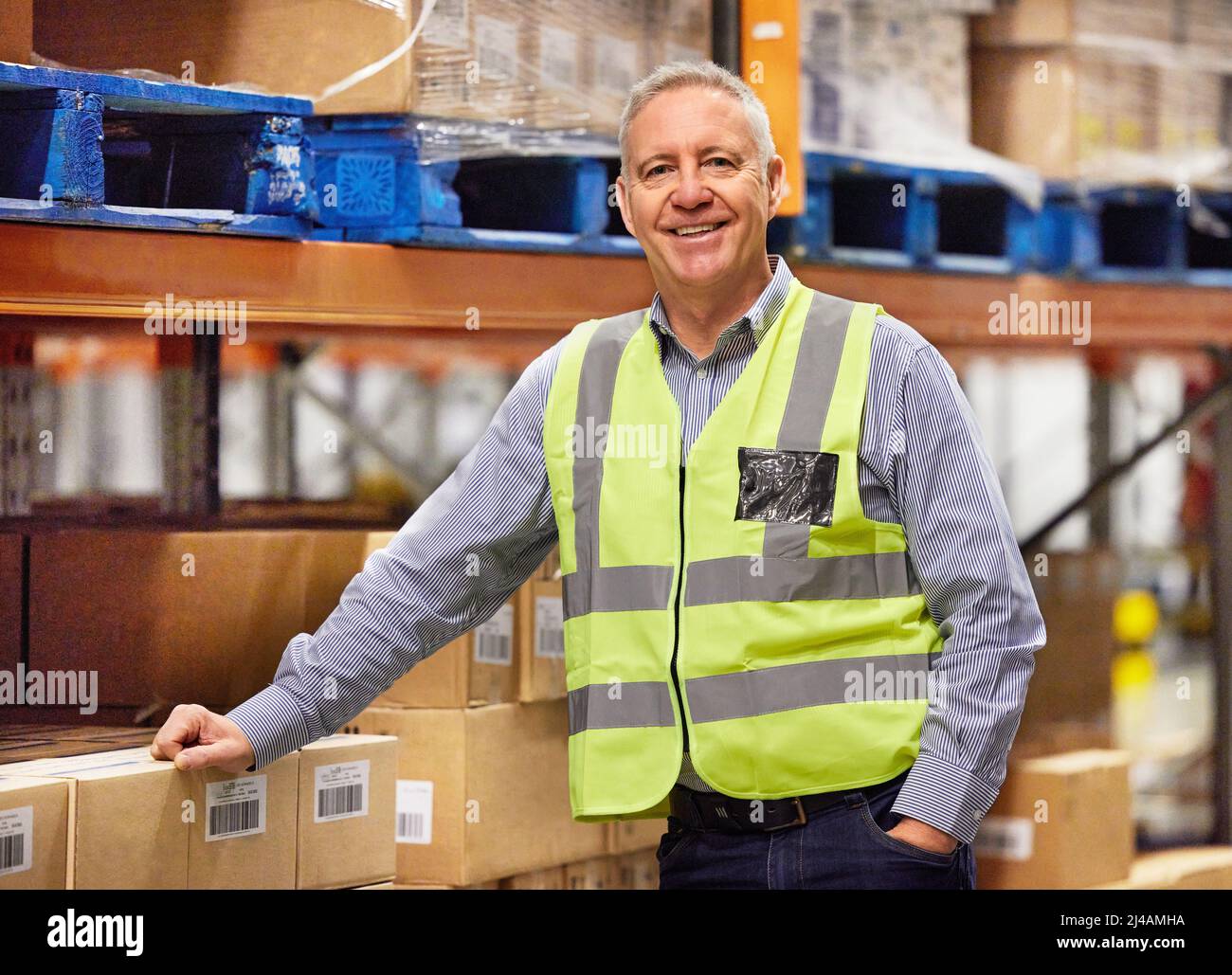 The man in charge of warehouse operations. Portrait of a mature man ...