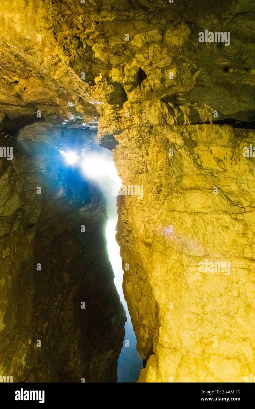 Devil’s Throat cave-The 250 m high and sheer rocks at the two sides of ...