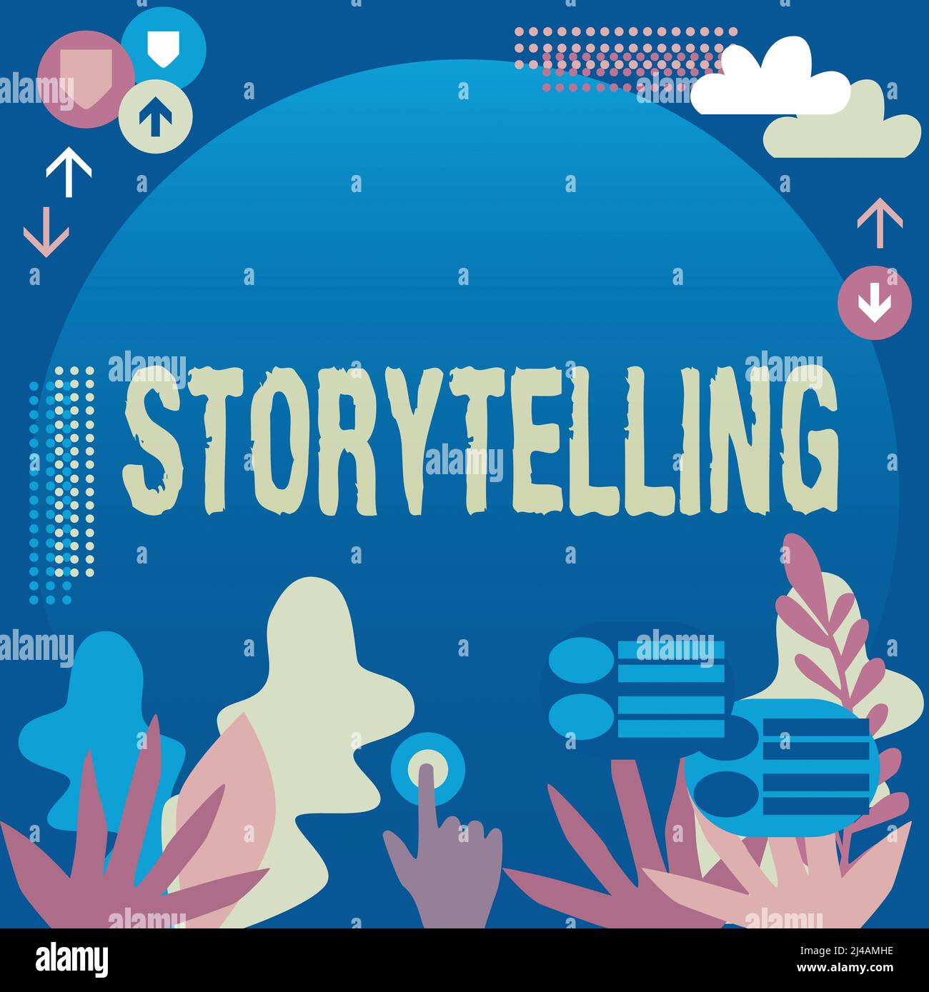 Text showing inspiration Storytelling. Business overview social and ...