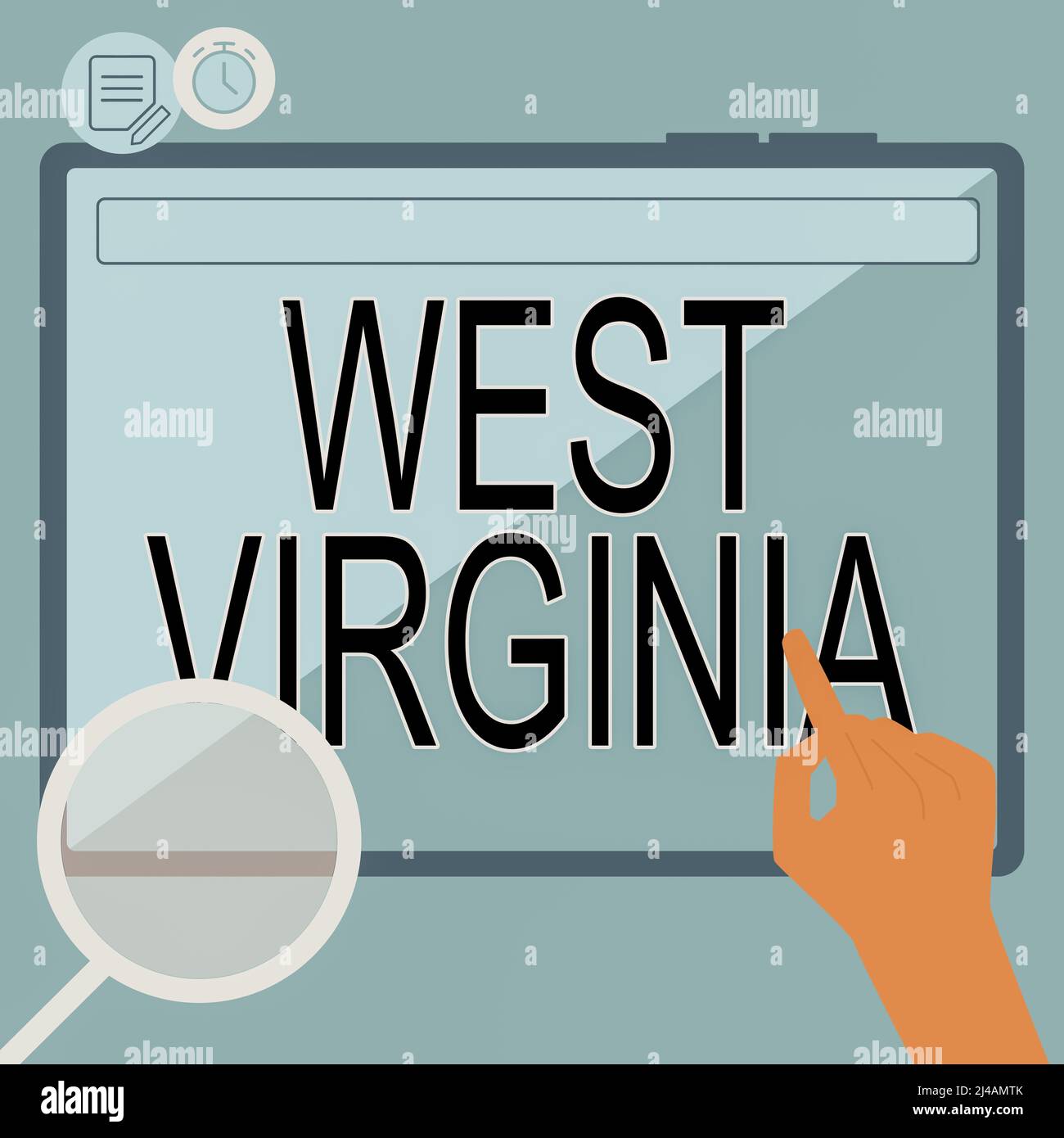 Conceptual display West Virginia. Internet Concept United States of ...