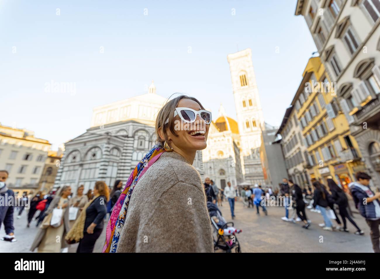 Woman visiting famous cathedral in Florence, Italy Stock Photo - Alamy