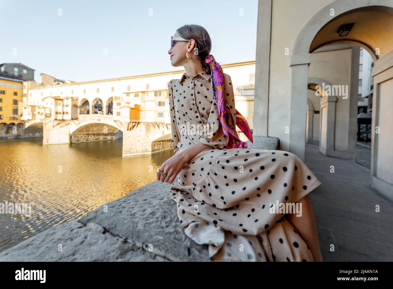 Woman walking old town of Florence, Italy Stock Photo - Alamy