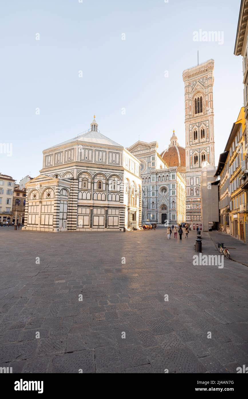 Morning view on empty Cathedral square in Florence Stock Photo - Alamy