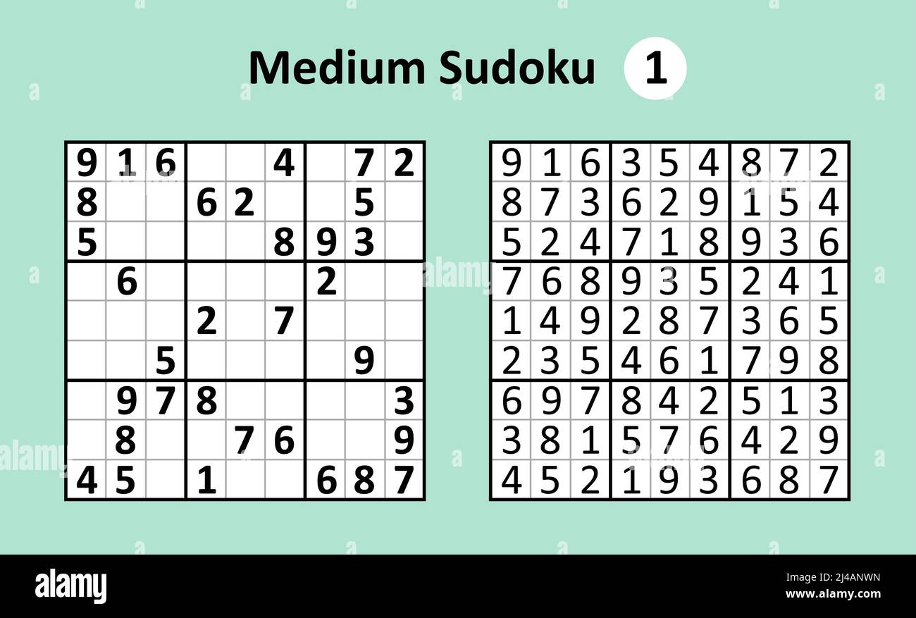 Sudoku game with answers. Medium complexity. Simple vector Stock Vector Image & Art - Alamy
