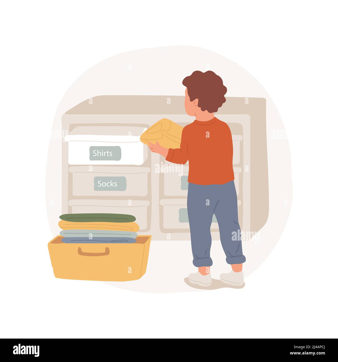 Sorting clothes isolated cartoon vector illustration. Child learning to ...