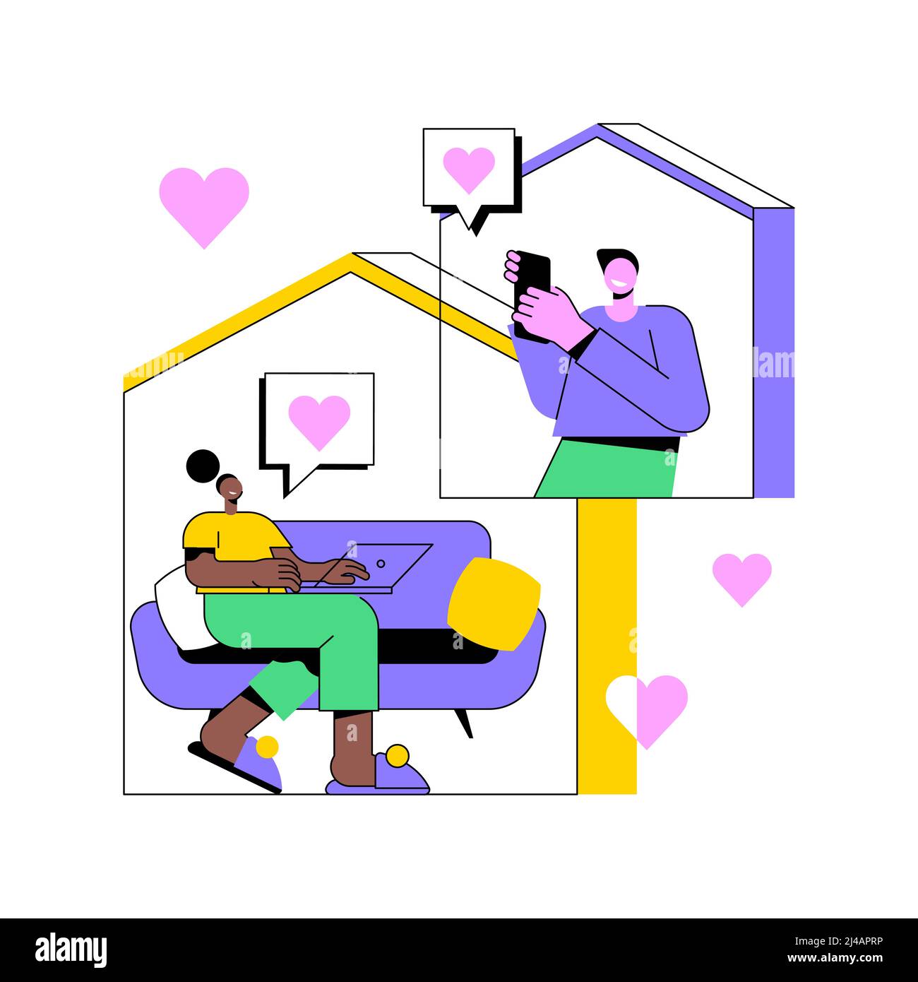 Online relationships abstract concept vector illustration. Romantic ...