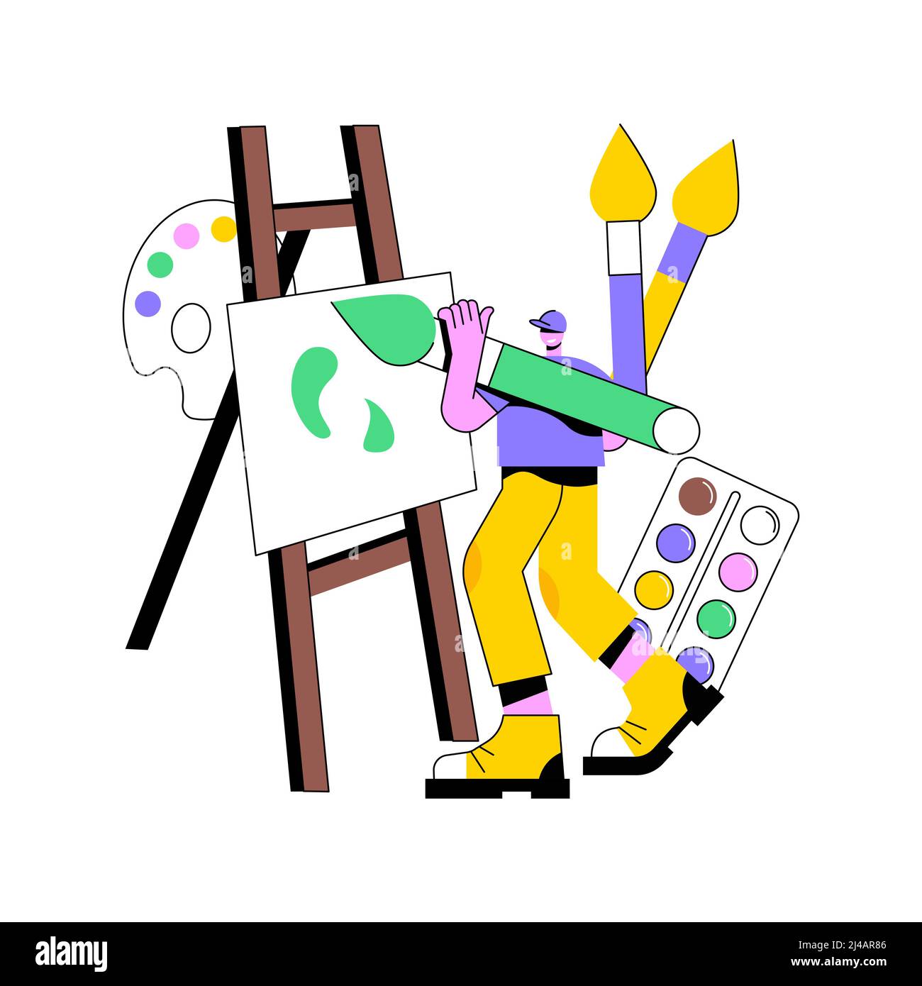 Painting abstract concept vector illustration. Amateur painter home ...