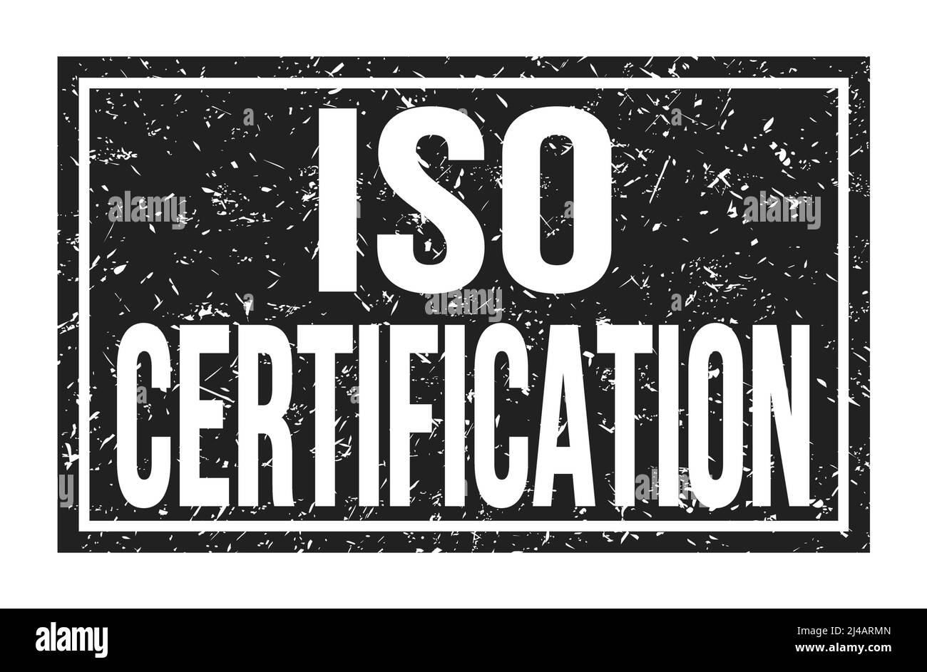 ISO CERTIFICATION, words written on black rectangle stamp sign Stock ...
