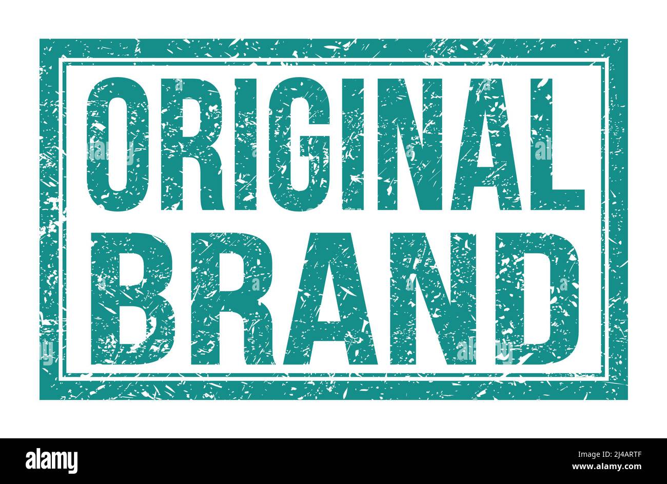 ORIGINAL BRAND, words written on blue rectangle stamp sign Stock Photo ...