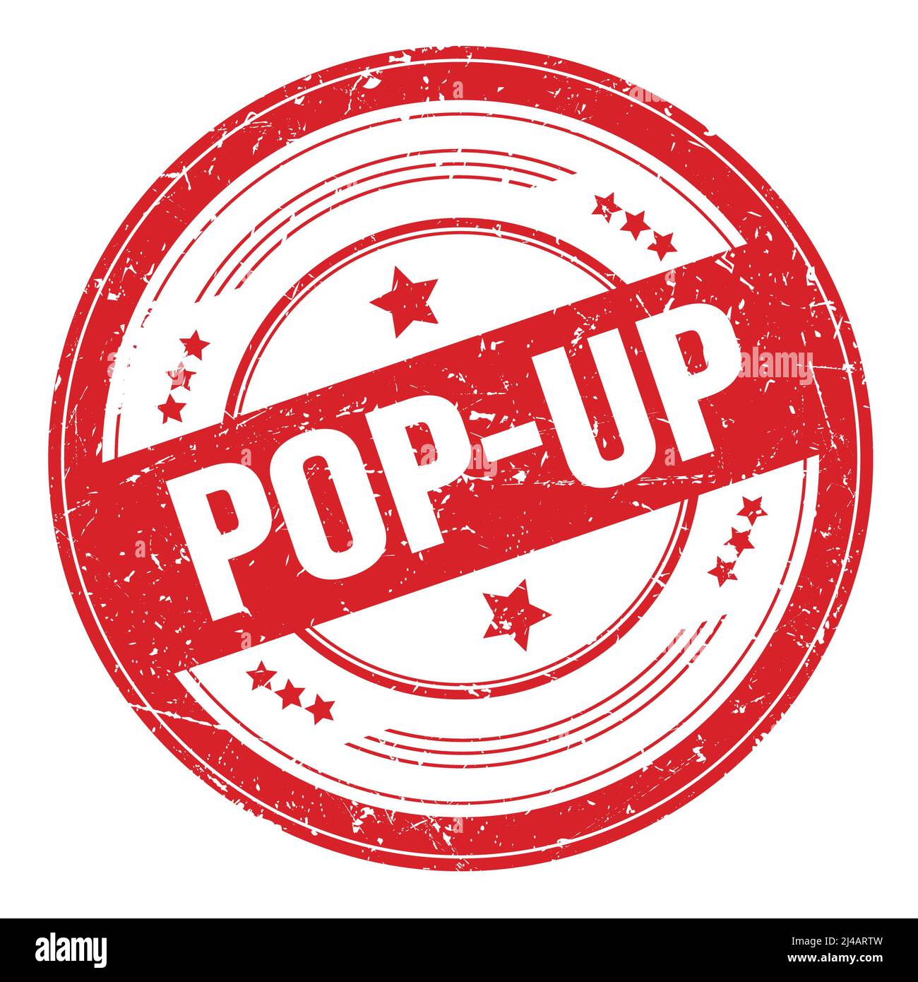POP-UP text on red round grungy texture stamp Stock Photo - Alamy