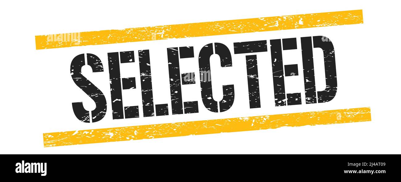 SELECTED text on black yellow grungy lines stamp sign Stock Photo - Alamy