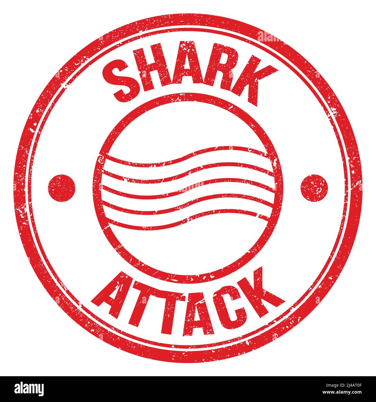 SHARK ATTACK text written on red round postal stamp sign Stock Photo ...