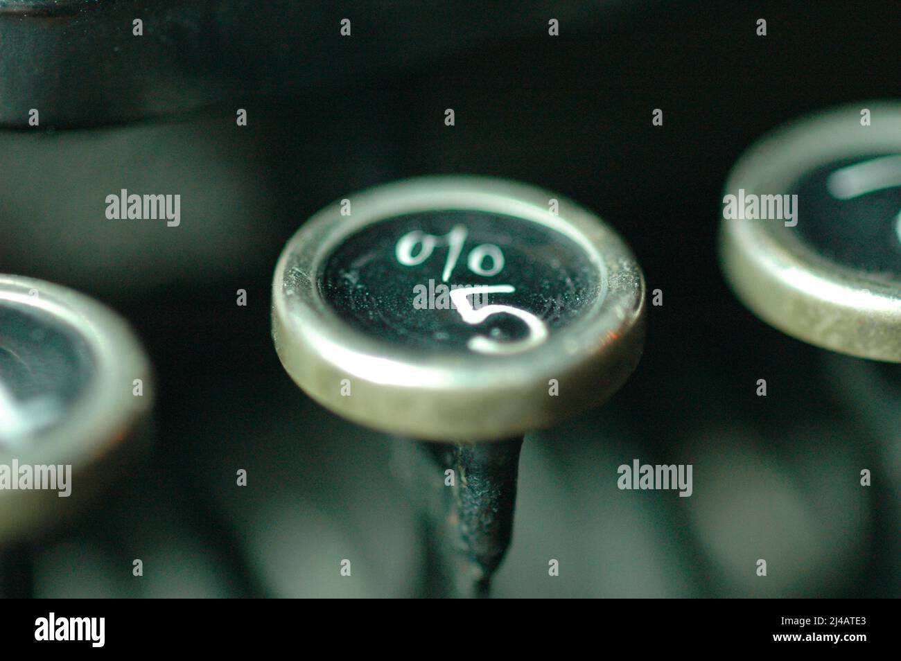 An Old manual typewriter with its working keyes with numbers and ...