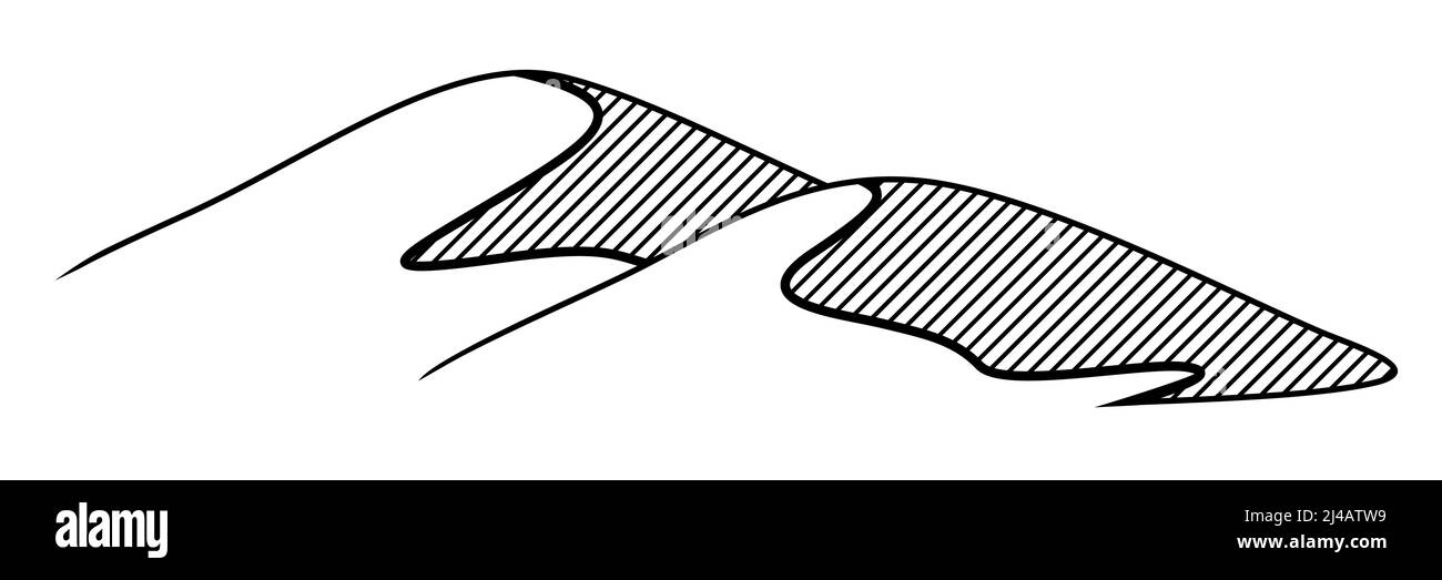 Stylized image of hills. Natural illustration. Engraving style Stock ...