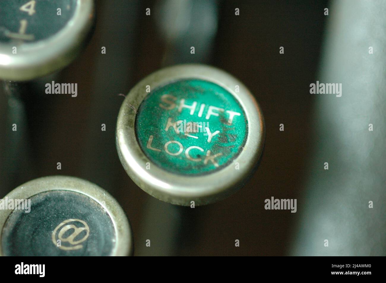 An Old manual typewriter with its working keyes with numbers and ...