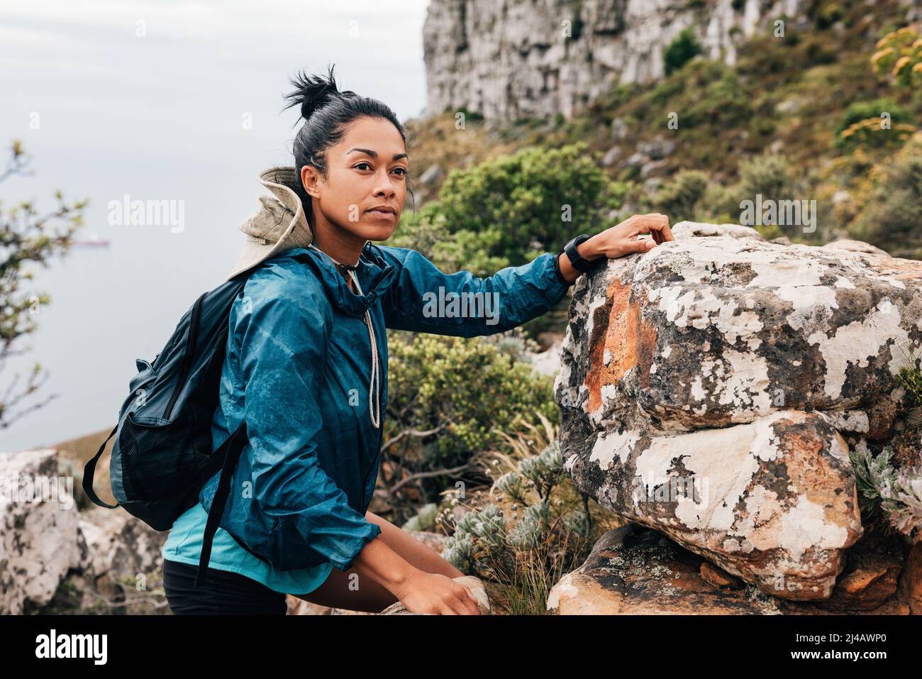 Female tourist doing hike hi-res stock photography and images - Alamy