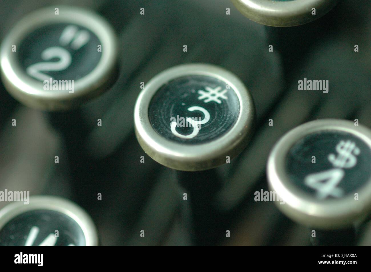 An Old manual typewriter with its working keyes with numbers and ...