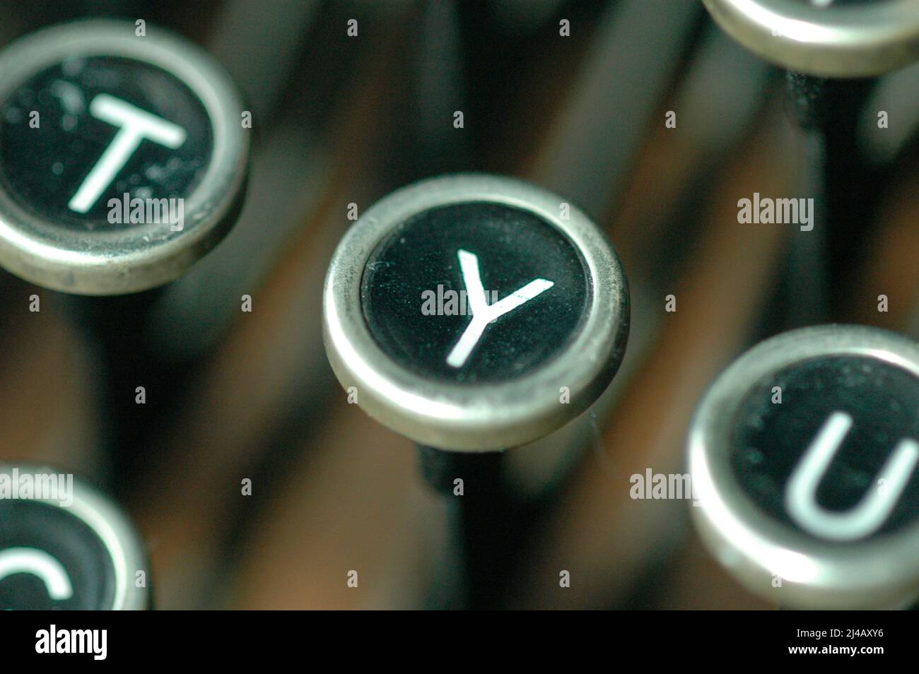 An Old manual typewriter with its working keyes with numbers and ...