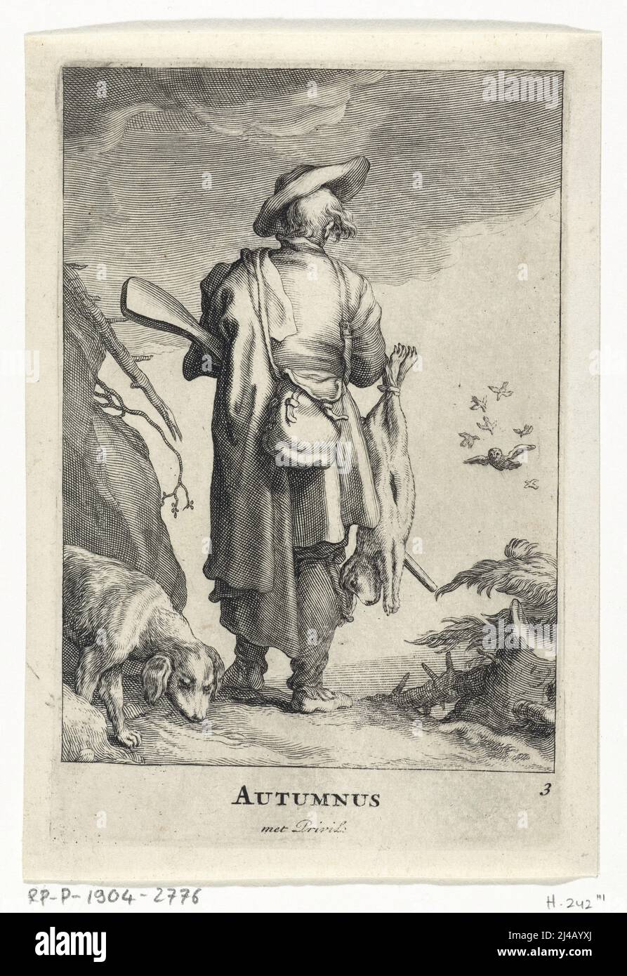 The Four Seasons: Autumn Dutch engraving from the 17th century Stock ...