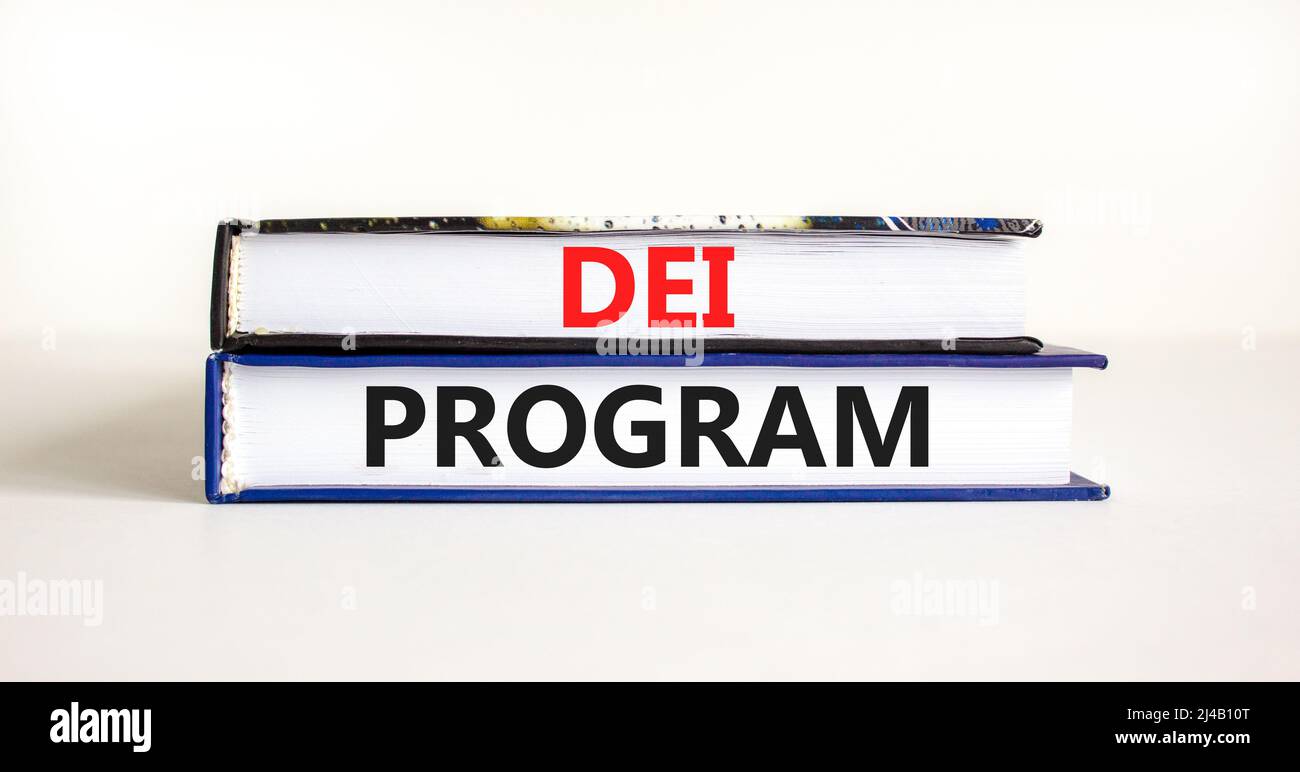 DEI diversity equity inclusion program symbol. Books with words DEI ...