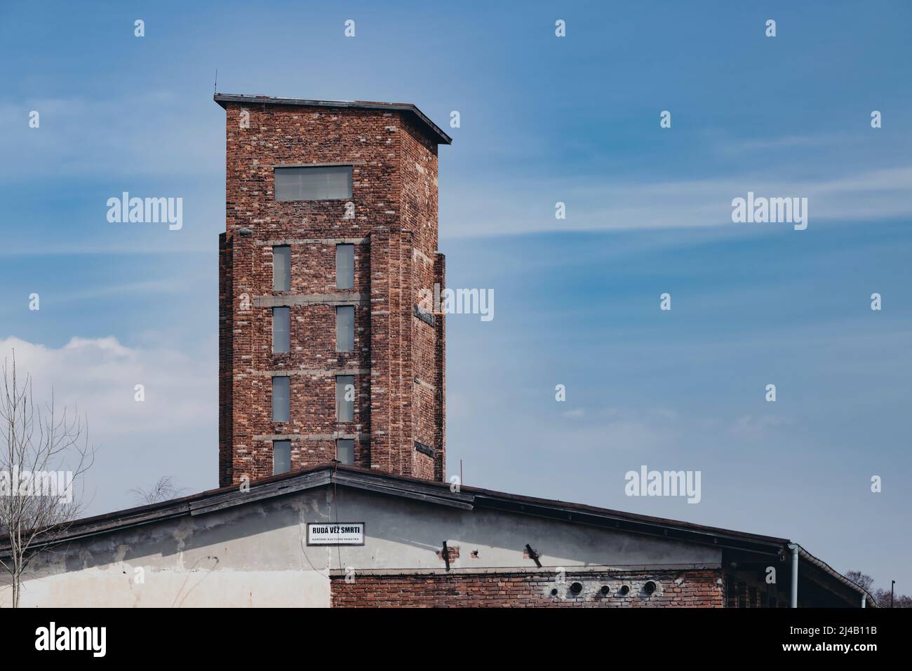 Red Tower of Death, UNESCO site with inscription in Czech language ...